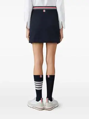 Thom Browne Piqué Mini Skirt With Tricolor Trim - Navy Blue