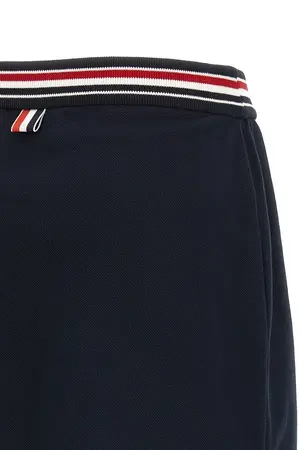Thom Browne Piqué Mini Skirt With Tricolor Trim - Navy Blue