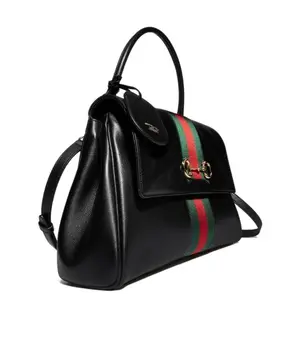 Gucci Leather Paparazzo Medium Top Handle Bag - Black