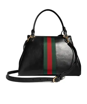 Gucci Leather Paparazzo Medium Top Handle Bag - Black