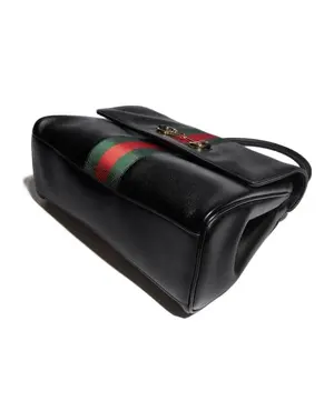 Gucci Leather Paparazzo Medium Top Handle Bag - Black