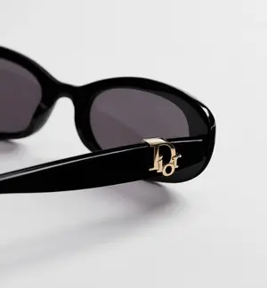 Dior Oval Full Rim Sunglasses With Gold Tone Monogrammed Detail
