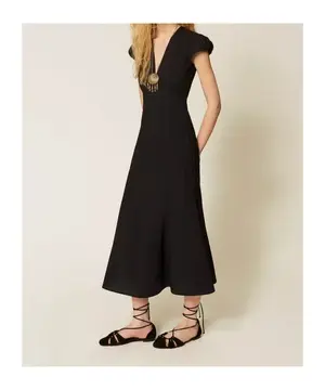 TWINSET V-neck Cut-out Midi Dress