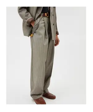 Versace Pinstripe Twill Oversized Pants - Grey