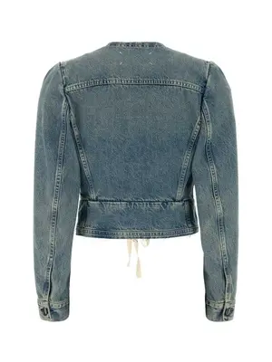 MAISON MARGIELA Raw-edge Cropped Denim Jacket - Light Blue