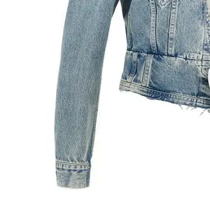MAISON MARGIELA Raw-edge Cropped Denim Jacket - Light Blue