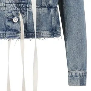 MAISON MARGIELA Raw-edge Cropped Denim Jacket - Light Blue