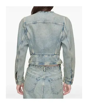 MAISON MARGIELA Raw-edge Cropped Denim Jacket - Light Blue