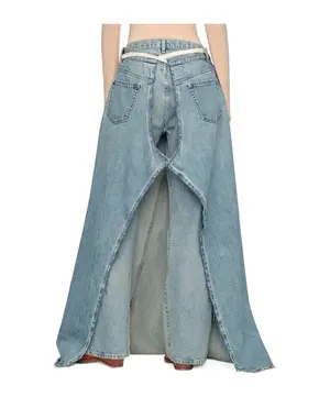 MAISON MARGIELA Raw Hem Denim Maxi Skirt