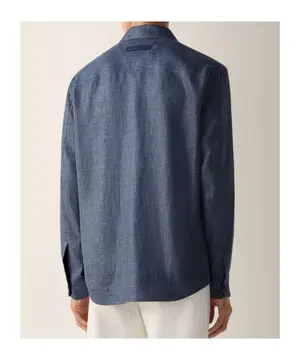Zegna Textured Long-sleeve Shirt - Deep Indigo