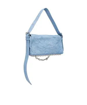 Alexander Wang Medium Denim Flap Shoulder Bag With Studded Detail