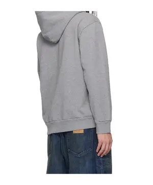 MAISON MARGIELA Logo Printed Drawstring Hoodie - Gray