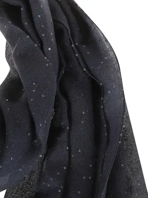 Brunello Cucinelli Sequined Fringed Scarf - Black