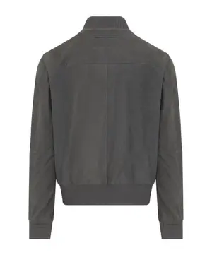Zegna Leather Jacket With Stand Collar - Black