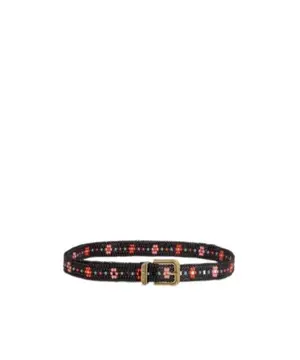 Etro Embellished Beaded Belt With Floral Motif - Black