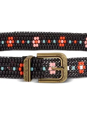 Etro Embellished Beaded Belt With Floral Motif