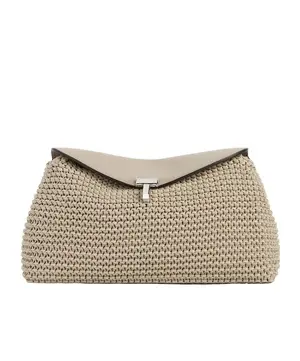 TOTEME T-lock Woven Leather Clutch Bag - Light Brown
