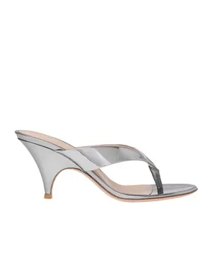 GIANVITO ROSSI Metallic Thong Sandals - Gray