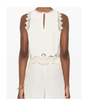 FORTE_FORTE Ivory Embroidered Popline Top