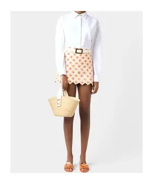 ROGER VIVIER Raffia Tote Bag With Crystal Buckle