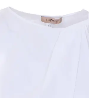 TWINSET Ruched Sleeveless Top With Draped Design - White