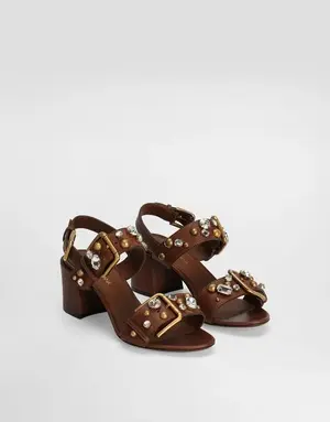 Dolce & Gabbana Embellished Cowhide Keira Sandals