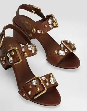 Dolce & Gabbana Embellished Cowhide Keira Sandals