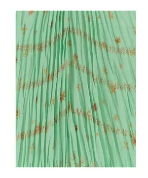 Alberta Ferretti Pleated Embellished Halterneck Maxi Dress
