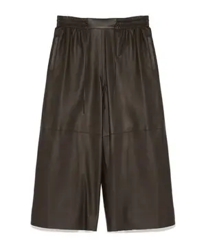 YVES SALOMON Leather Wide-leg Trousers - Brown