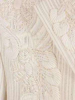 Dries Van Noten Embellished Long Sleeve Blazer - Ecru