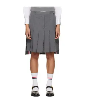 Thom Browne Seersucker Pleated Mini Skirt