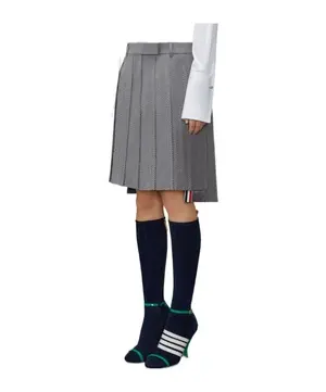 Thom Browne Seersucker Pleated Mini Skirt