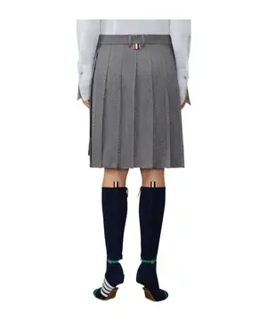Thom Browne Seersucker Pleated Mini Skirt