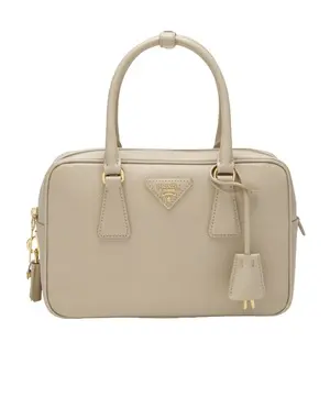 Prada Saffiano Leather Top-handle Bag With Metal Logo