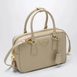 Prada Saffiano Leather Top-handle Bag With Metal Logo