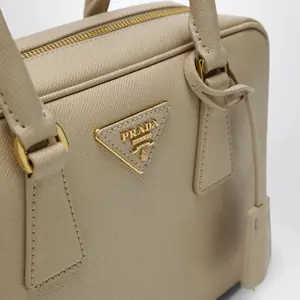 Prada Saffiano Leather Top-handle Bag With Metal Logo