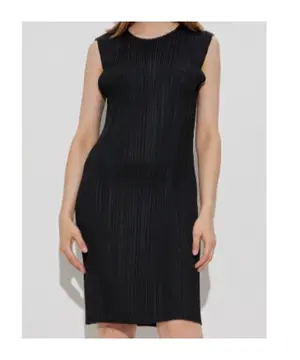 PLEATS PLEASE BY ISSEY MIYAKE Sleeveless Round Neck Pleated Dress