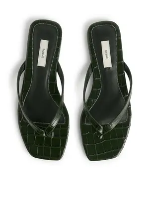 TOTEME Embossed Flat Sandals - Black