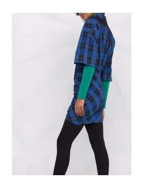 Stella McCartney Ruched Plaid Shirt Dress