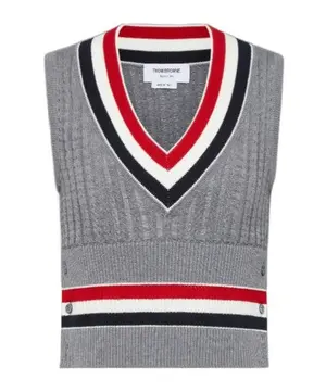 Thom Browne Thom Browne Sleeveless Cricket Stripe Vest Light Gray