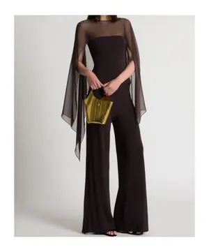 Alberta Ferretti Sheer Cape-sleeved Top - Brown