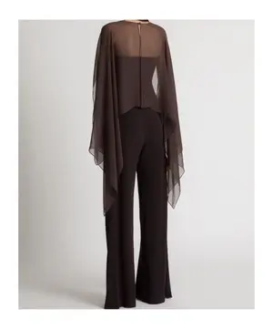 Alberta Ferretti Sheer Cape-sleeved Top - Brown