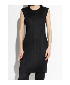 PLEATS PLEASE BY ISSEY MIYAKE Sleeveless Round Neck Pleated Mini Dress