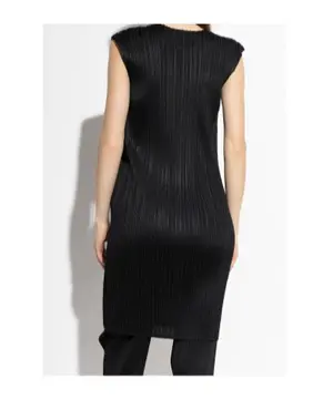 PLEATS PLEASE BY ISSEY MIYAKE Sleeveless Round Neck Pleated Mini Dress