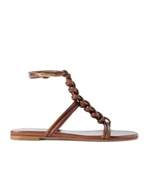GIANVITO ROSSI Metallic Braided Leather Sandals
