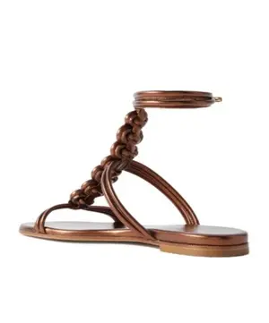 GIANVITO ROSSI Metallic Braided Leather Sandals