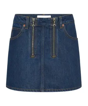 MARINE SERRE Zippered Denim Skirt - Blue