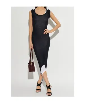 Alaïa Color-block Ribbed-knit Midi Dress