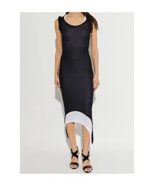 Alaïa Color-block Ribbed-knit Midi Dress