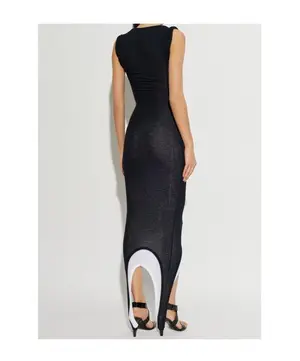 Alaïa Color-block Ribbed-knit Midi Dress